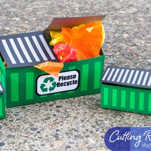 Trash and Recycling Dumpster Party Decoration and Treat Boxes - Digital ...