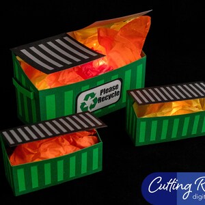 Trash and Recycling Dumpster Party Decoration and Treat Boxes - Digital ...