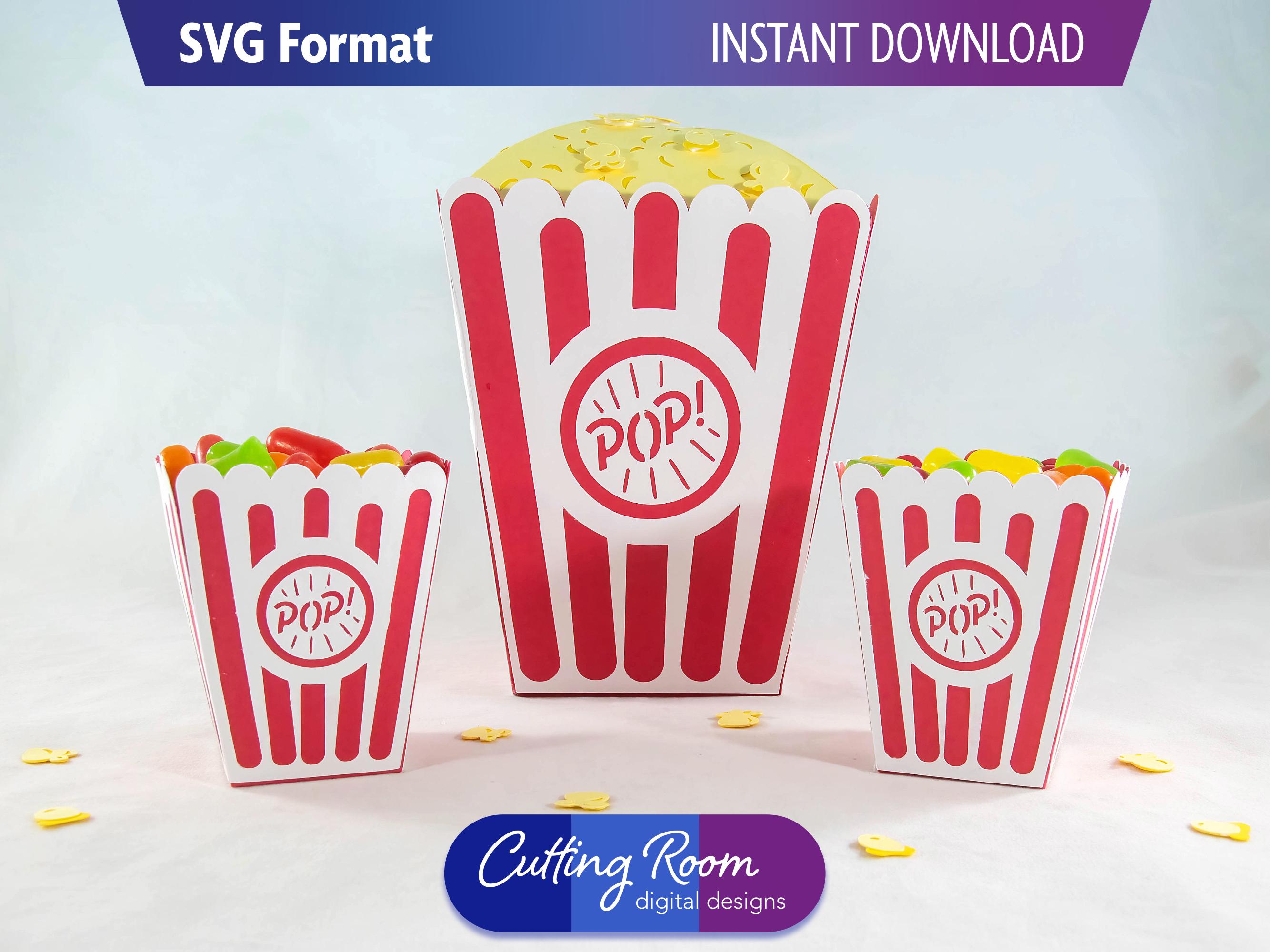 3D Popcorn Bucket Gift & Treat Box SVG Template - Candy, Snack and ...