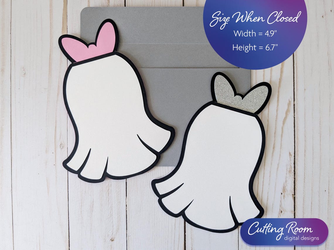 Cute Kawaii Girl Ghost Greeting Card SVG Template - Includes Envelope ...