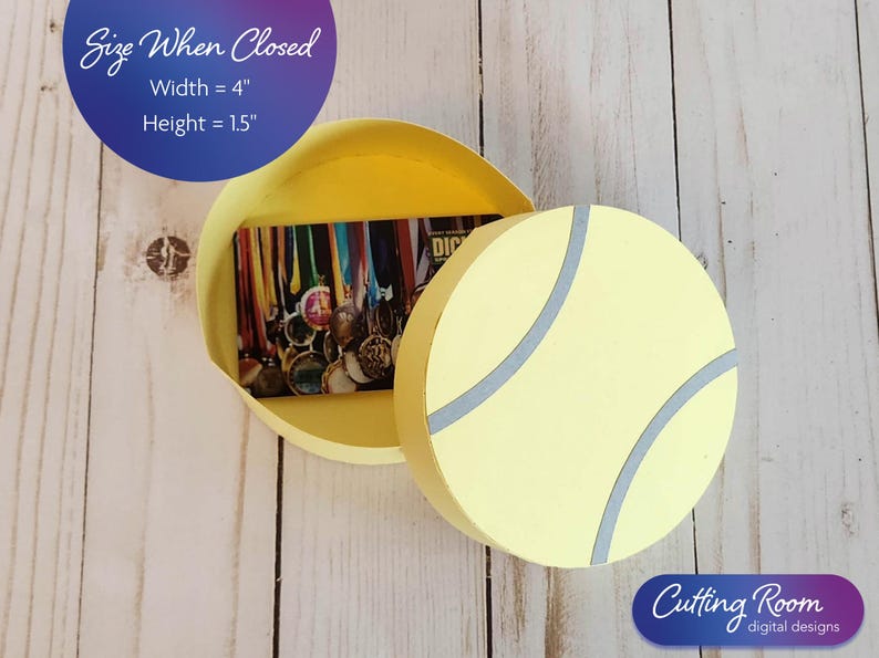 Tennis Ball Gift Box & Card Holder SVG DXF Template - 3D Tennis Ball ...