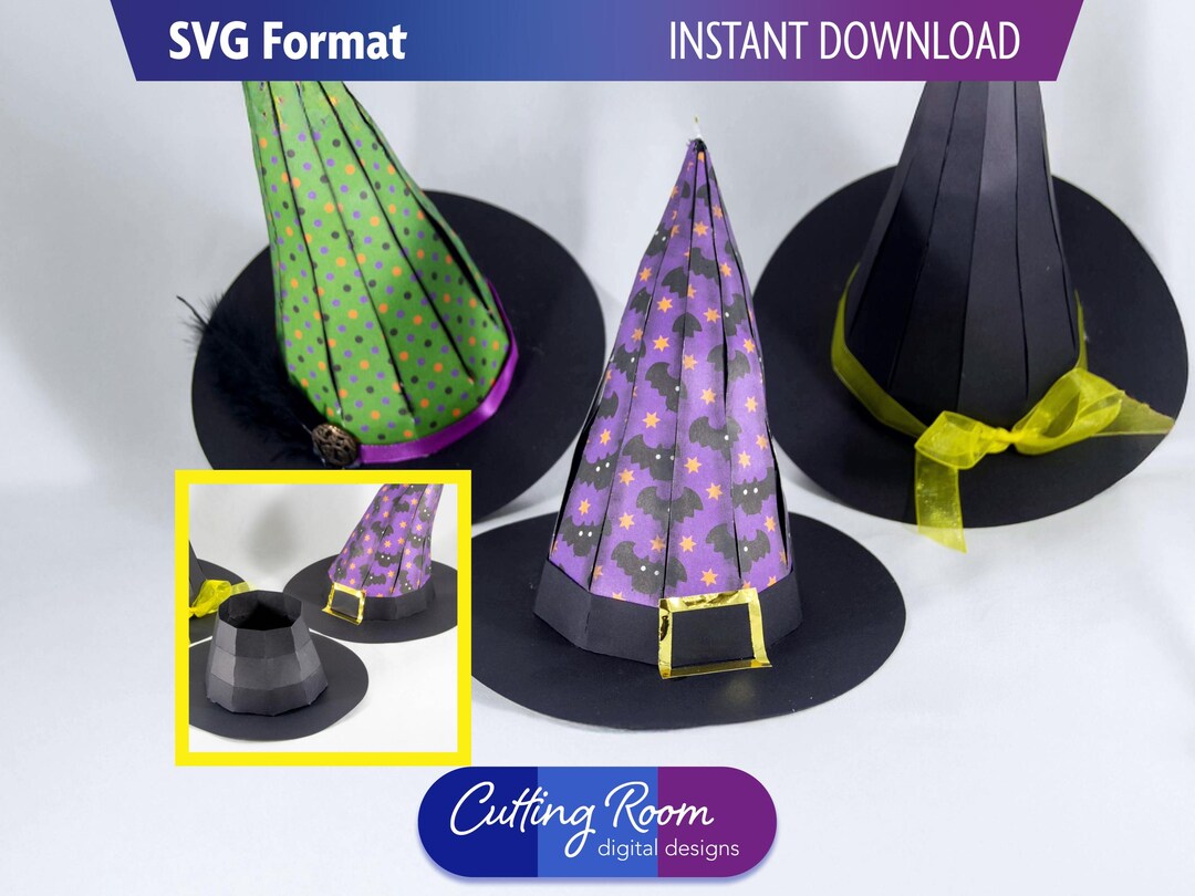 3D Witch Hat Favor Box SVG Template - Halloween Treat & Candy Holder ...