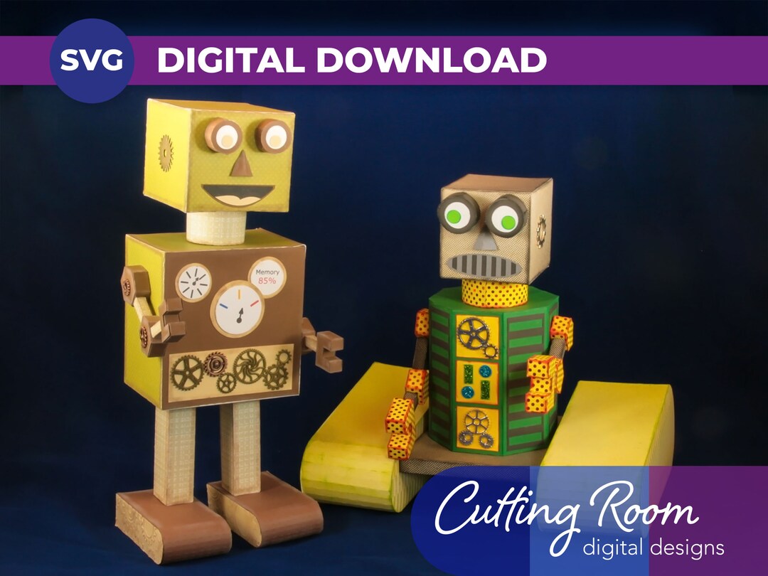 Rolling and Standing Robots Paper Decor - Digital Download SVG - Etsy