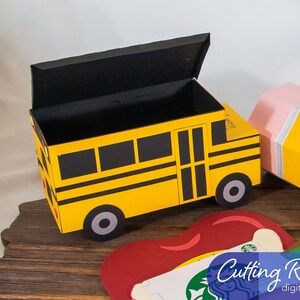 3D School Bus SVG and DXF Paper Craft Gift and Treat Box - DIY Teacher ...