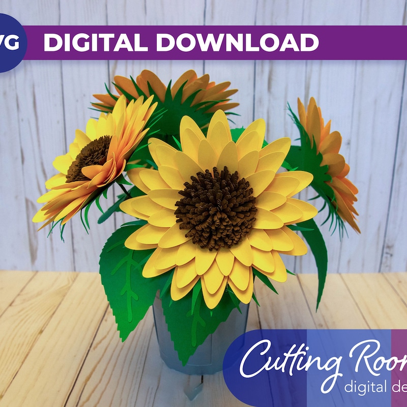Paper Sunflower Svg - Etsy
