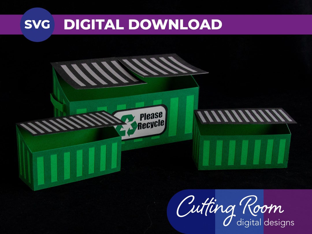 Trash and Recycling Dumpster Party Decoration and Treat Boxes - Digital ...