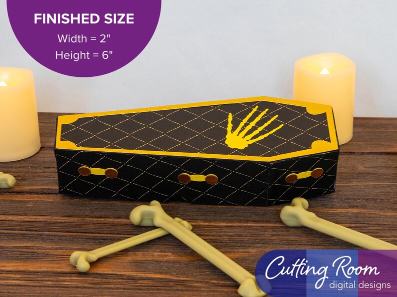 3D Creepy Coffin Favor Box SVG Template - Paper Craft Halloween Treat ...