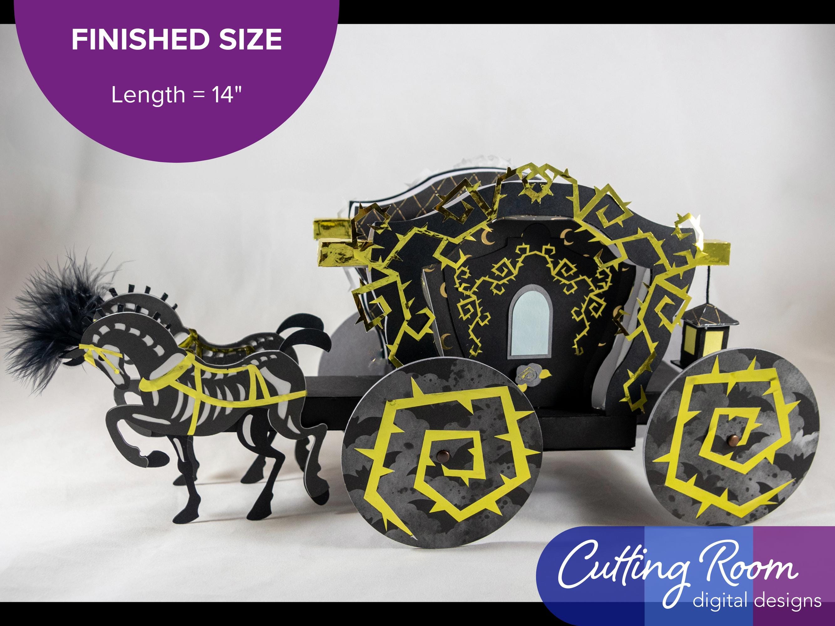 3D Haunted Carriage SVG Template - Spooky Paper Halloween Decoration ...