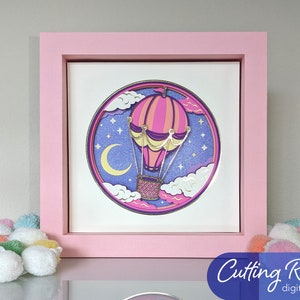 3D Hot Air Balloon Shadow Box Layered SVG DXF PDF Digital Download for ...