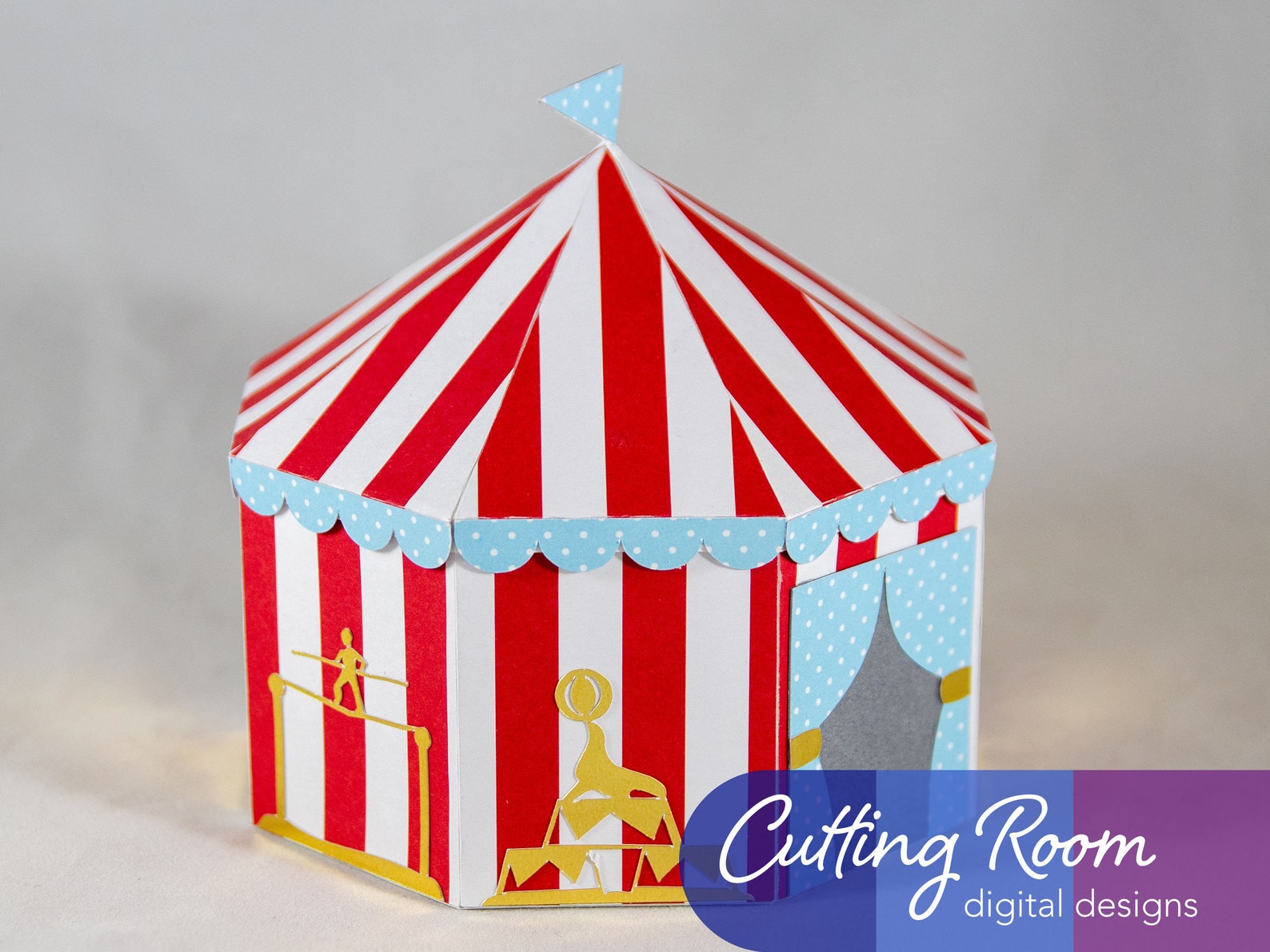 3D Circus Carnival Tent SVG DXF Template - Paper Craft Party Treat ...