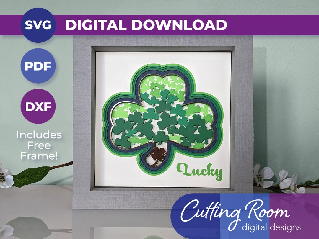 3D Lucky Shamrock Shadow Box - Layered SVG DXF PDF - Digital Download ...