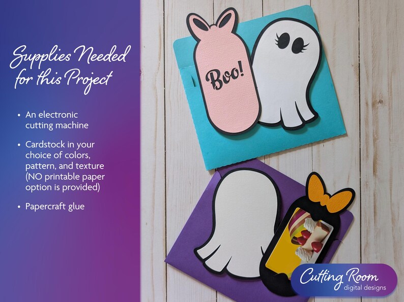 Cute Kawaii Girl Ghost Gift Card Holder SVG Template - Includes ...