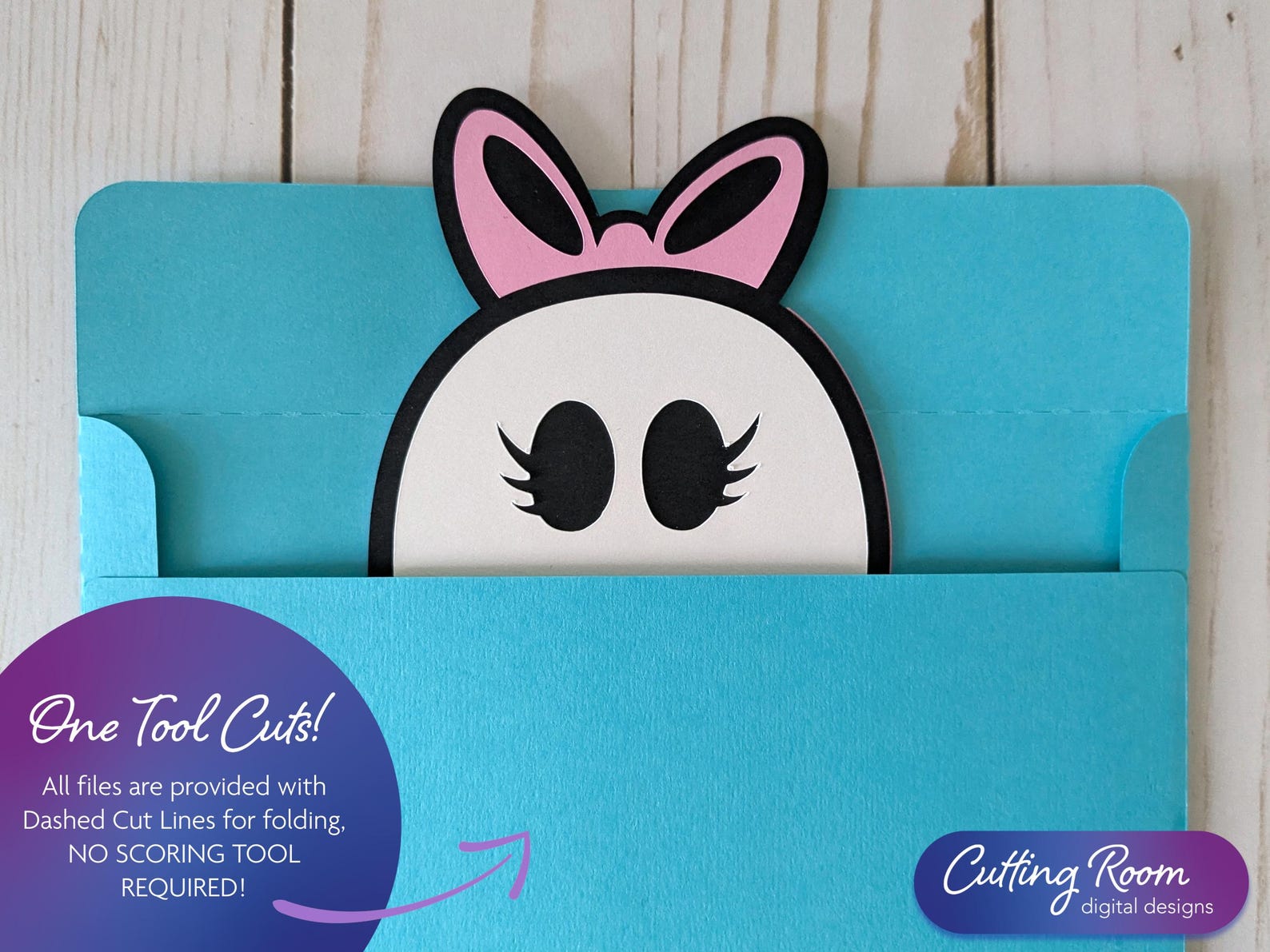 Cute Kawaii Girl Ghost Greeting Card SVG Template - Includes Envelope ...