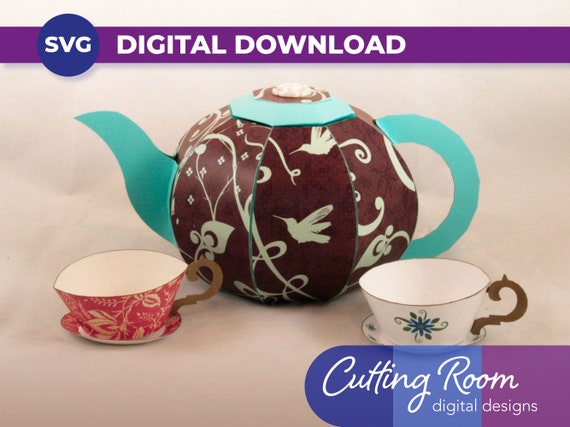 Tea Set 3D Box Digital Download SVG | Etsy