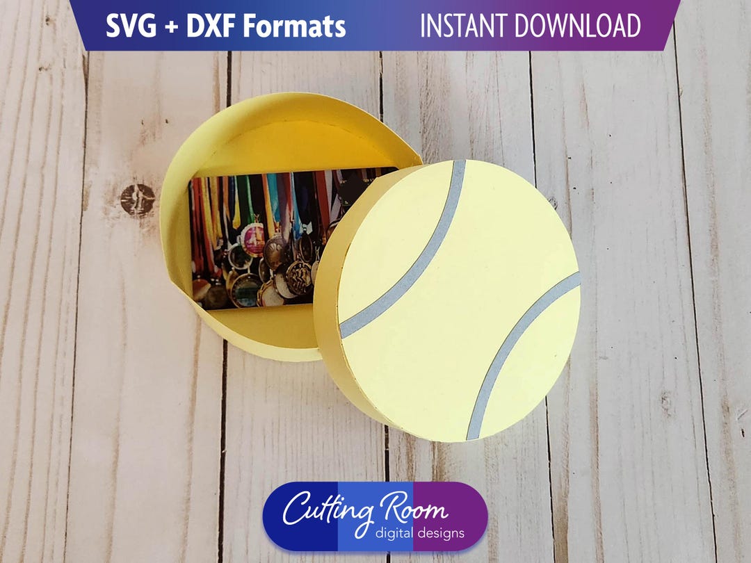 Tennis Ball Gift Box & Card Holder SVG DXF Template - 3D Tennis Ball ...