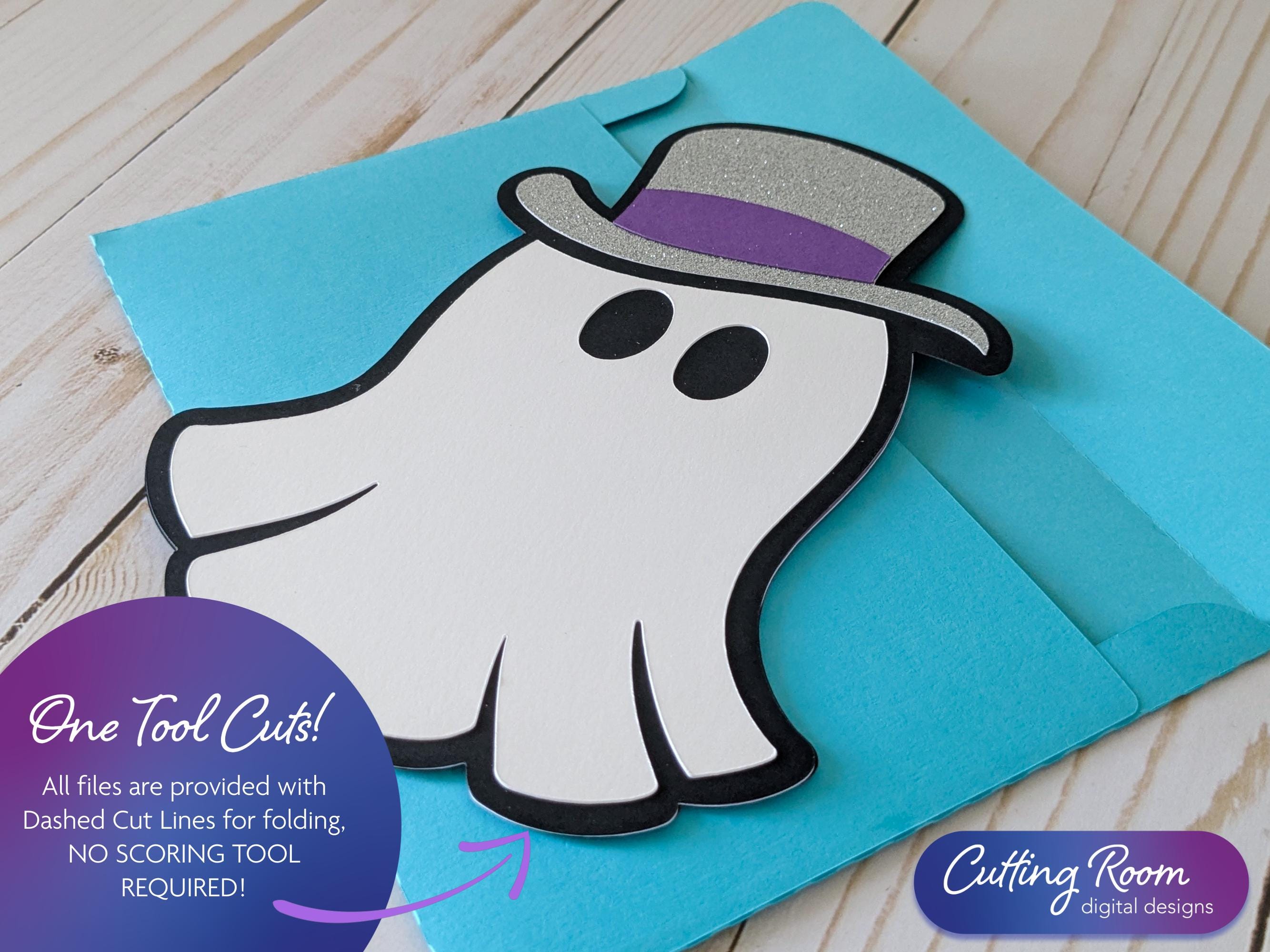 Cute Kawaii Boy Ghost Greeting Card SVG Template - Includes Envelope ...