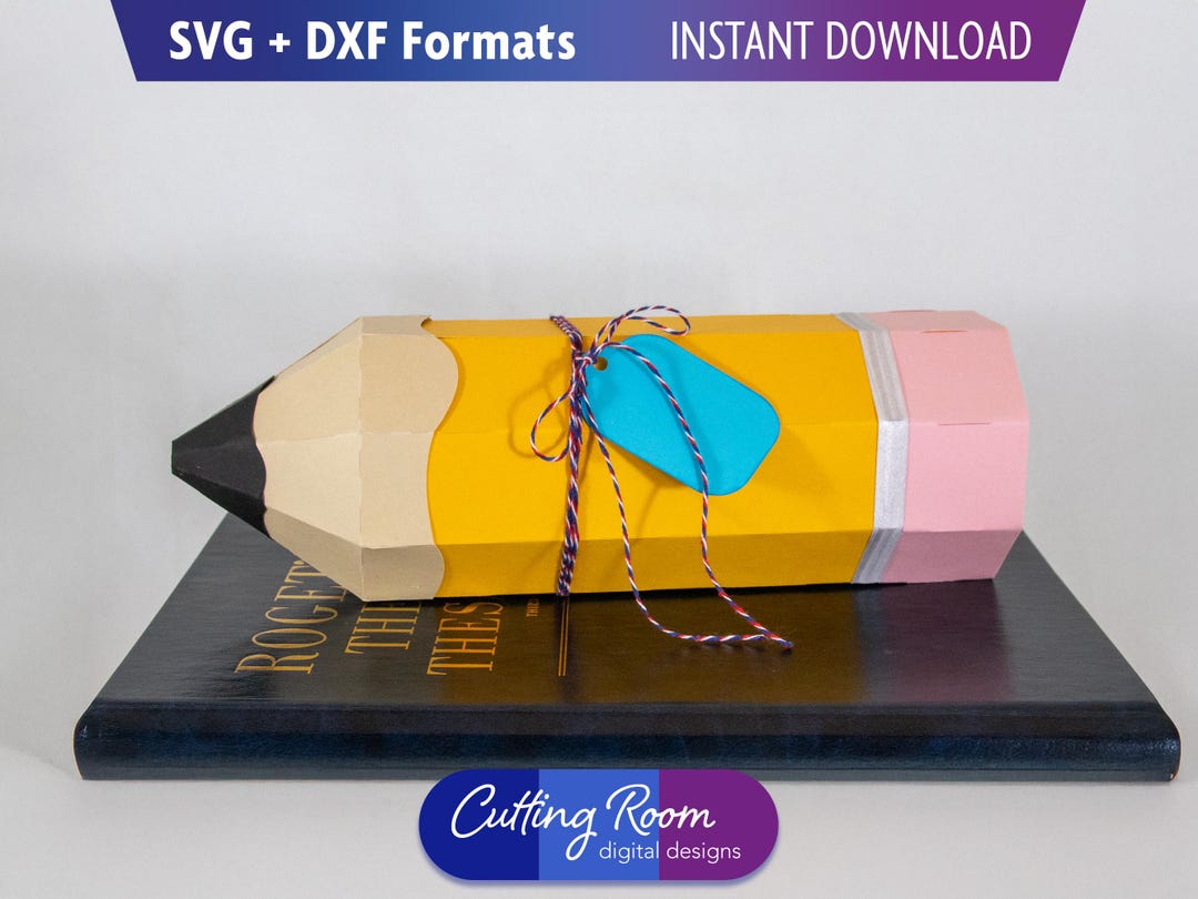3D Pencil Gift Box SVG Template - Paper Craft Treat Box - for Teacher ...