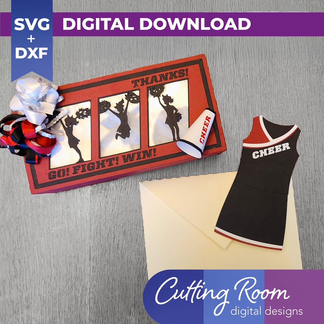 Cheer Gift Box and Greeting Card - Digital Download SVG & DXF Files - Etsy