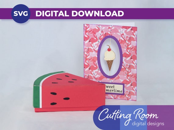 Watermelon Gift Box and Ice Cream Spinner Card Digital - Etsy