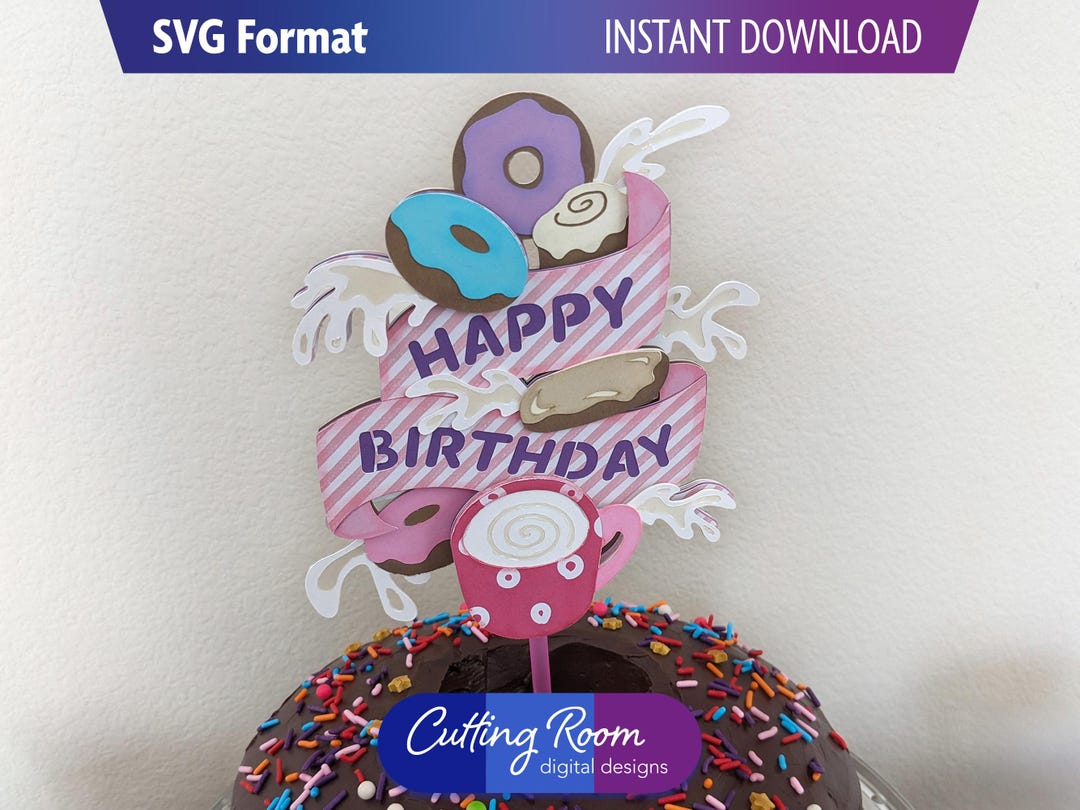 Donut Party Cake Topper - Digital Download SVG - Etsy