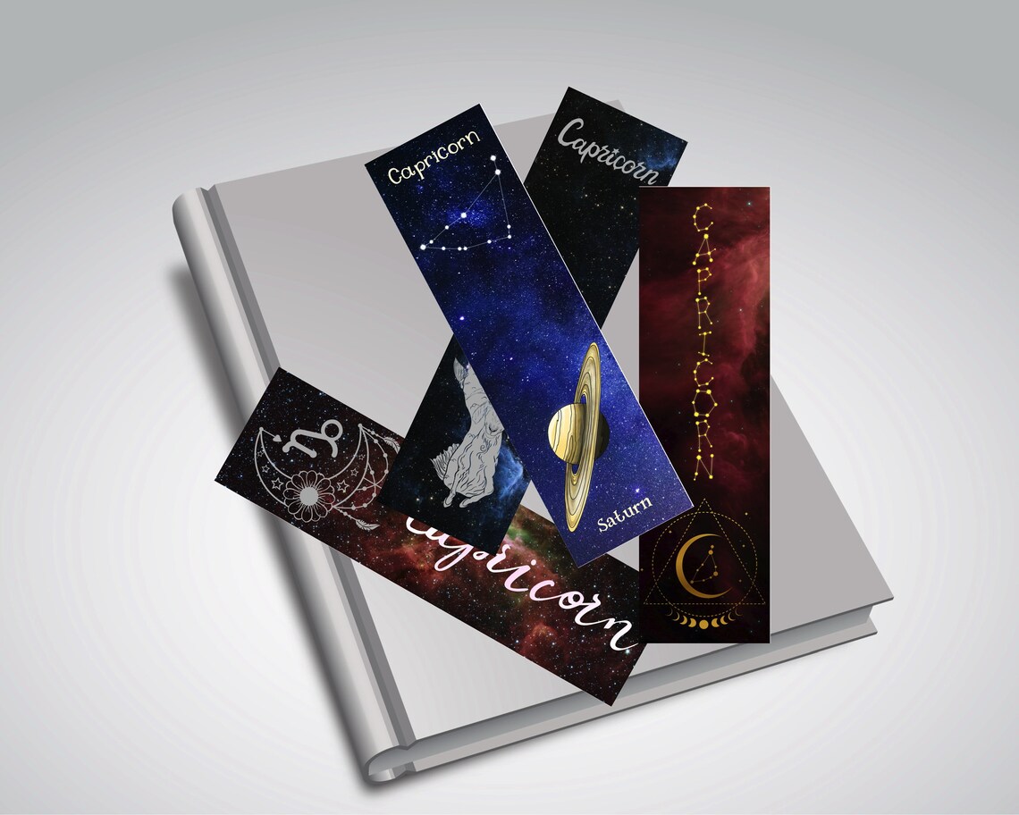 Capricorn Zodiac Bookmarks - 4 Full Color Designs Astrological Sign ...