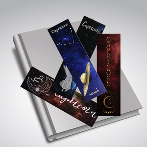 Capricorn Zodiac Bookmarks - 4 Full Color Designs Astrological Sign ...