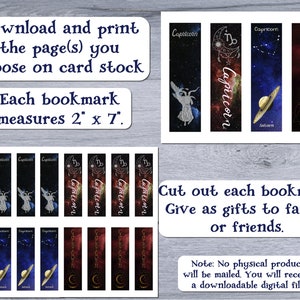 Capricorn Zodiac Bookmarks - 4 Full Color Designs Astrological Sign ...