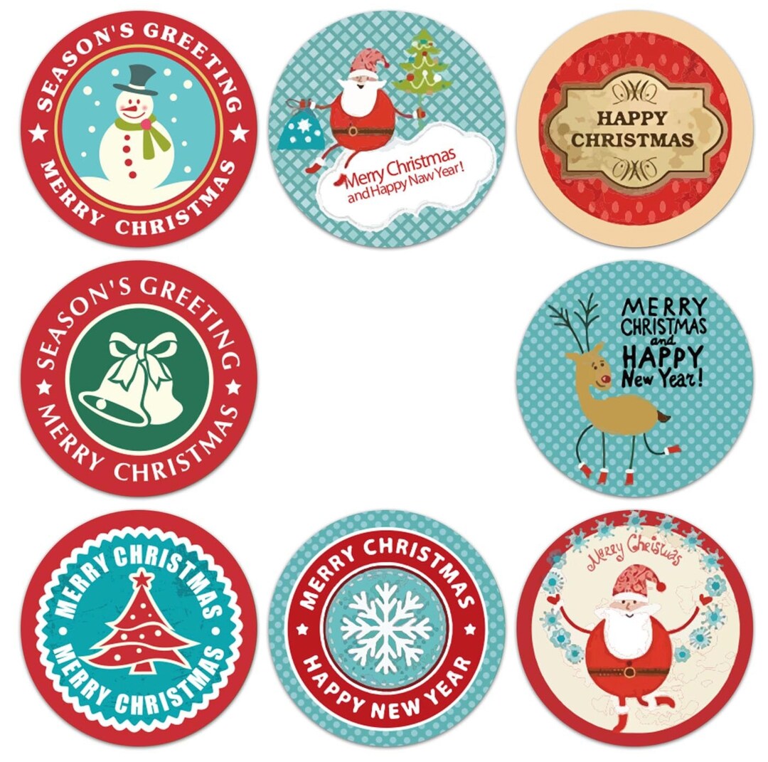 Small Round Christmas Stickers 40 Pcs. White Stickers Gift - Etsy