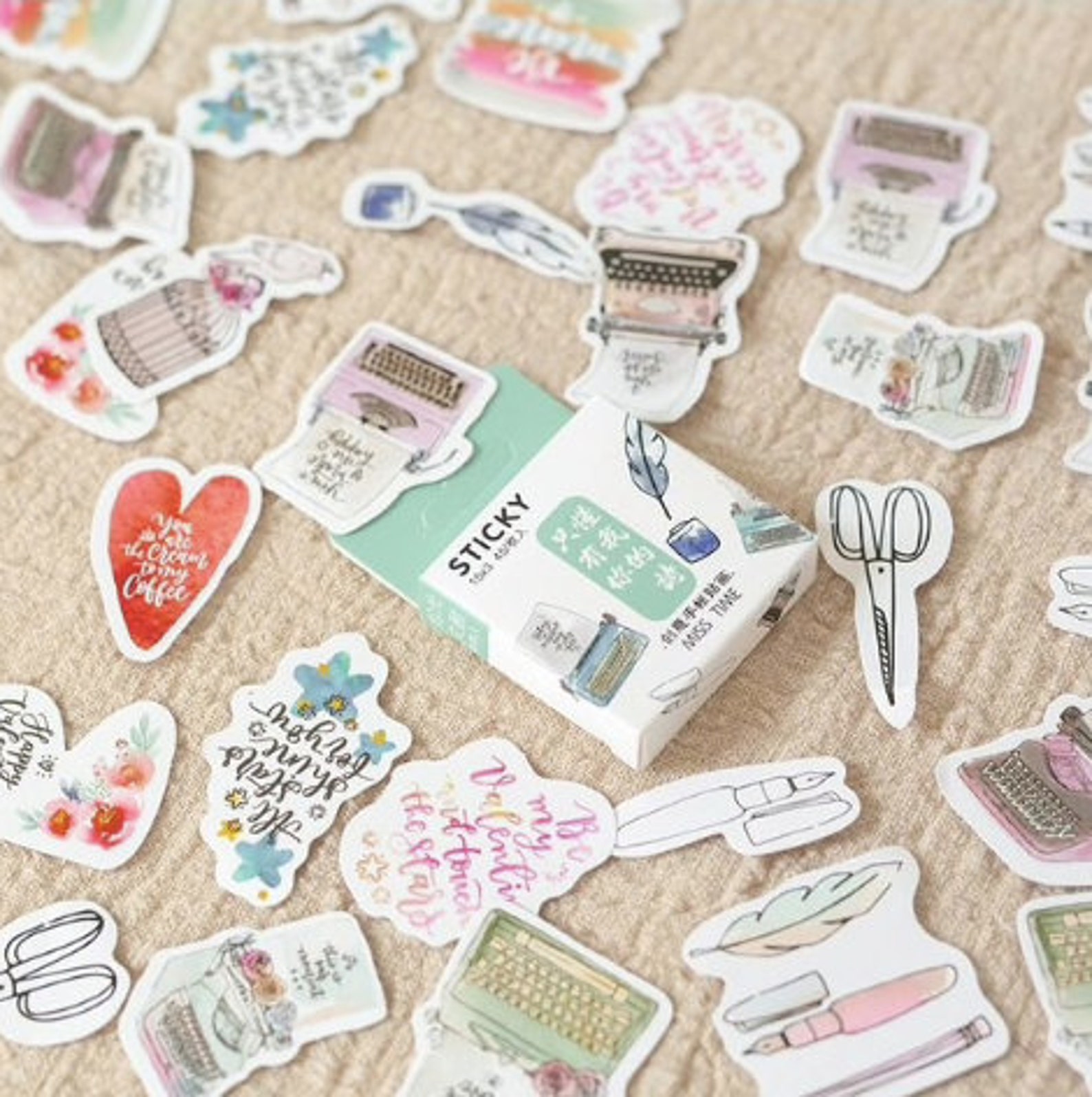 Writing Stickers Writing Materials Stickers Typewriter | Etsy