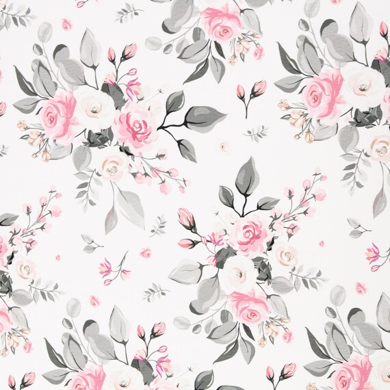 White Jersey Fabric With Roses. Oeko-tex Standard. Swafing | Etsy