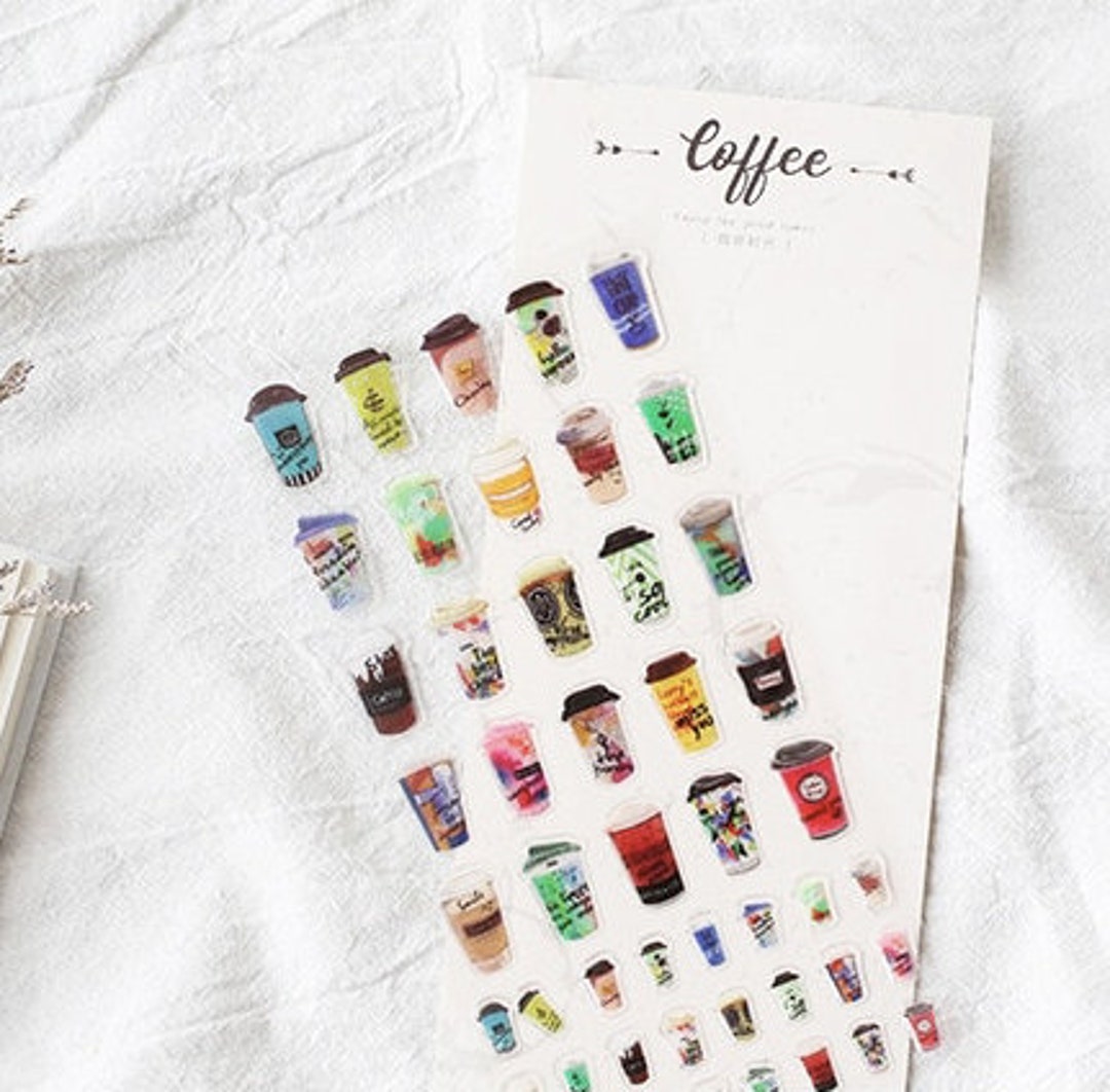 Coffee Stickers Coffee Cups Stickers Small Stickers Journal - Etsy