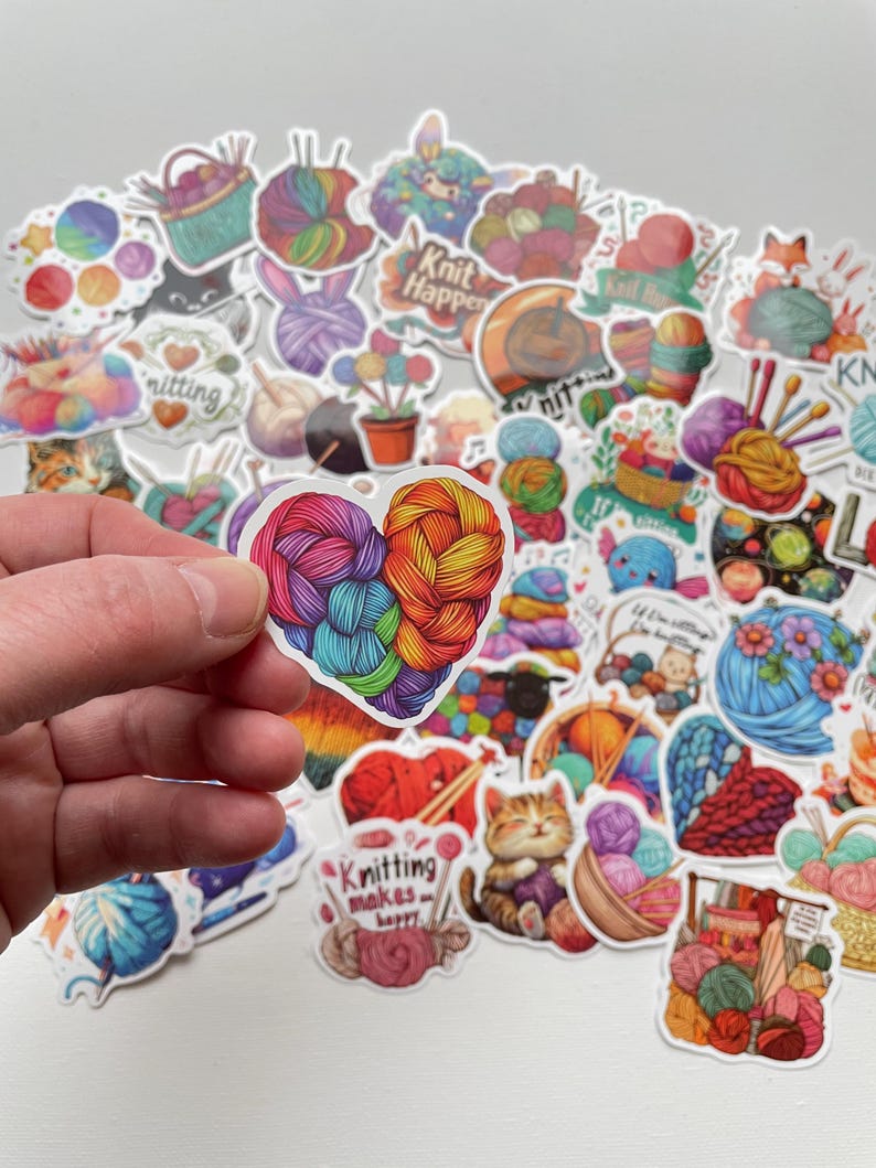 Sticker Pack, 50 Pieces. Yarn and Knitting Stickers. Decal Stickers for ...
