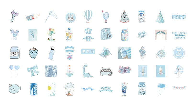 Blauwe stickers zomer stickertjes vakantie stickers journal | Etsy