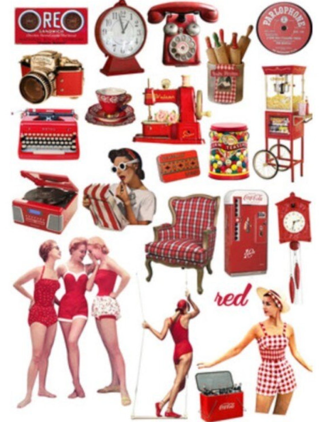 Sticker Pack 21 Pieces. Red Retro Stickers. Vinyl Stickers. - Etsy