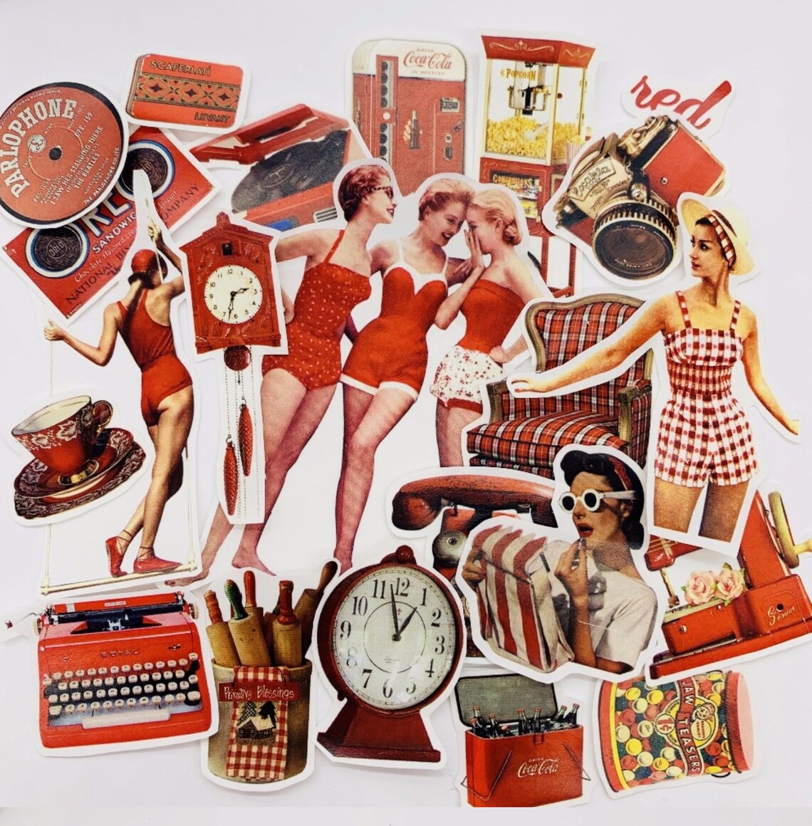 Sticker Pack 21 Pieces. Red Retro Stickers. Vinyl Stickers. - Etsy