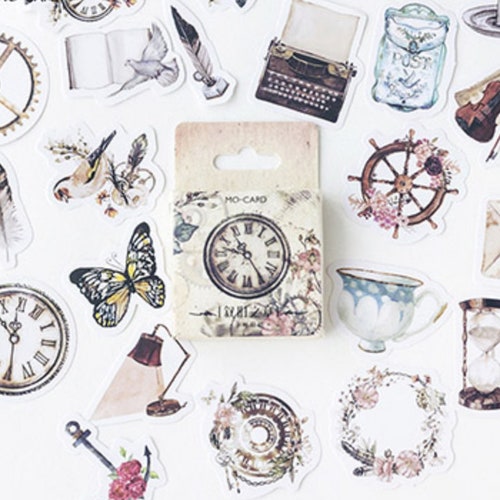 Romantic Stickers Retro Stickers Clock Stickers Journal - Etsy