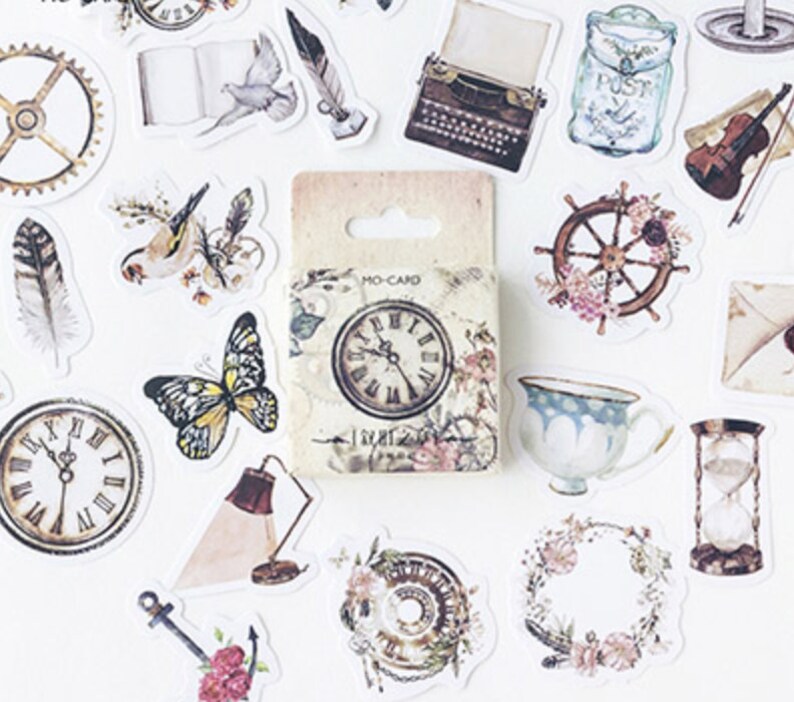 Romantic Stickers Retro Stickers Clock Stickers Journal - Etsy