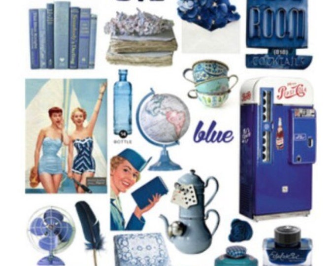 Sticker Pack, 22 Pieces. Blue Retro Stickers. Vinyl Stickers. Decal ...