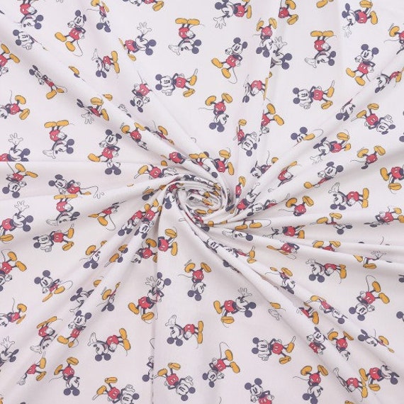 White Cotton With Mickey Mouse. Woven Fabric. Disney Fabric | Etsy
