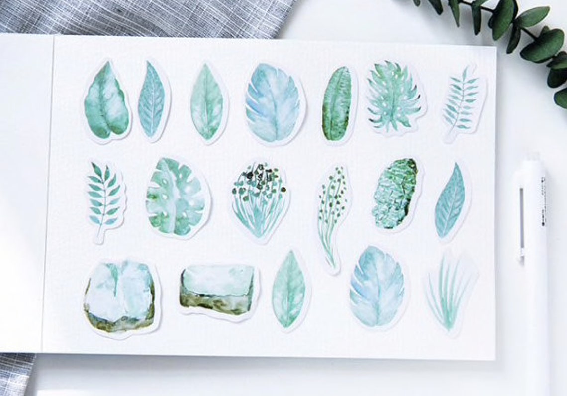 Leaves Stickers Plant Stickers Foliage Stickers Journal | Etsy