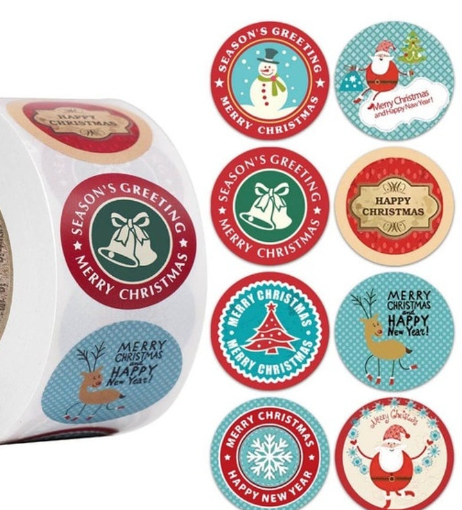 Small Round Christmas Stickers 40 Pcs. White Stickers Gift - Etsy