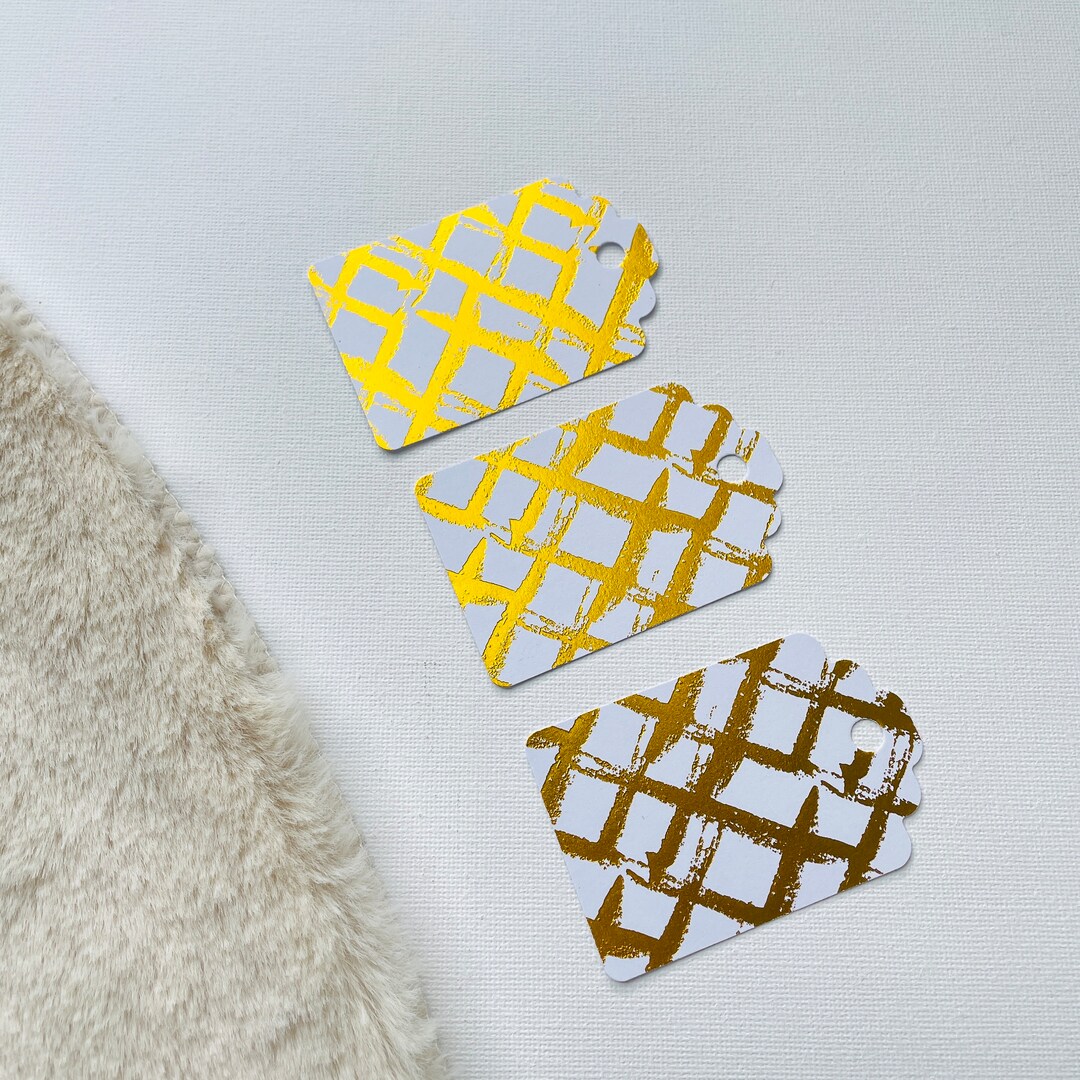 10 White Hang Tags With Gold Foil. Paper Favor Tags, Paper Tags, Gift ...