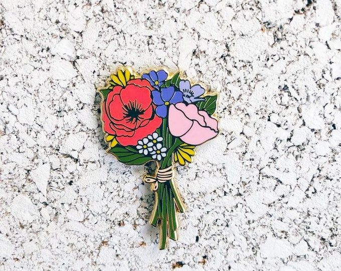 Bouquet of Flowers Enamel Pin - Etsy