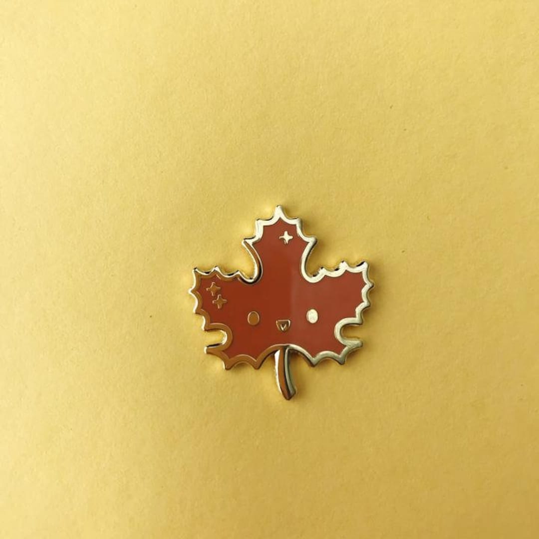 Happy Leaf Enamel Pin - Etsy