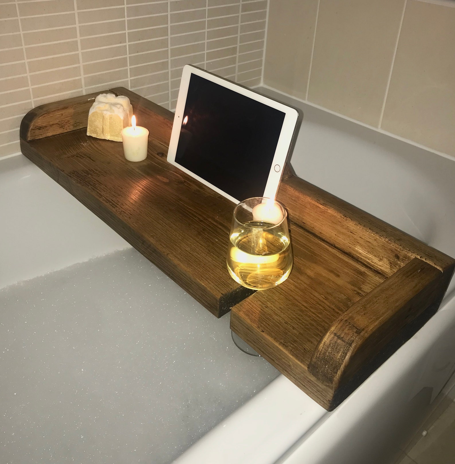 Reclaimed Rustic Bath Tray Bath Caddy | Etsy