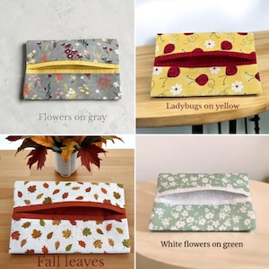 100% Cotton Fabric Tissue Holder – Pocket Size Travel Pouch for Purse ...