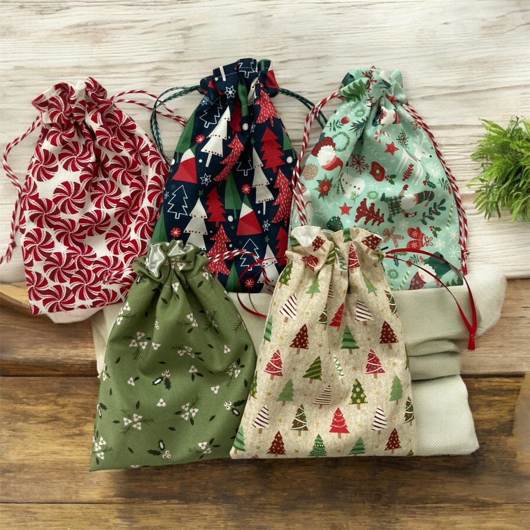 Christmas Fabric Gift Bags - Etsy