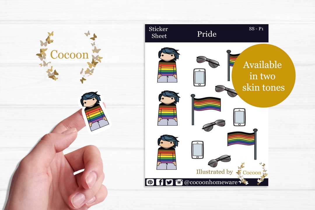 Pride Planner Stickers. Non Binary LGBT Stickers With Rainbow Flag and ...