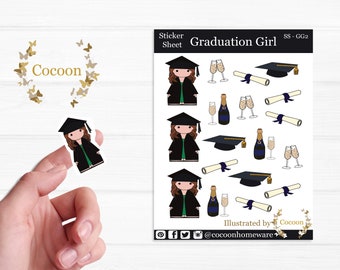 Graduation Girl Sticker - Etsy