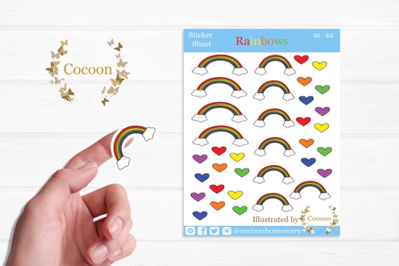 Rainbow Planner Sticker Sheet. Cute Rainbows With Clouds and | Etsy